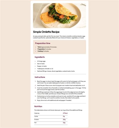frontend mentor omlette recipe solution coding challenge solution