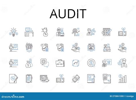 Audit Line Icons Collection Checkup Verification Inspection Scrutiny Examination Review