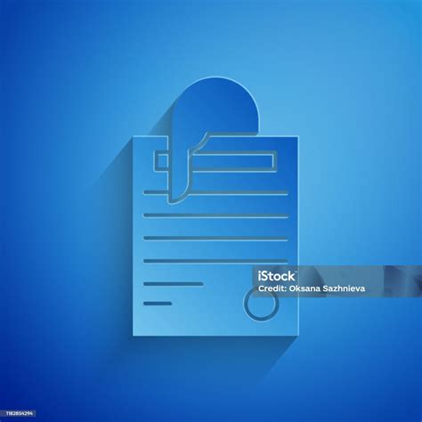 파란색 배경에 격리된 파일 문서 및 용지 클립 아이콘을 잘라냅니다 체크리스트 아이콘입니다 비즈니스 개념입니다 종이 아트 스타일입니다 벡터 일러스트레이션 0명에 대한 스톡