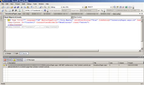 Solving Only Content Controls Are Allowed Directly In A Content Page That Contains Content