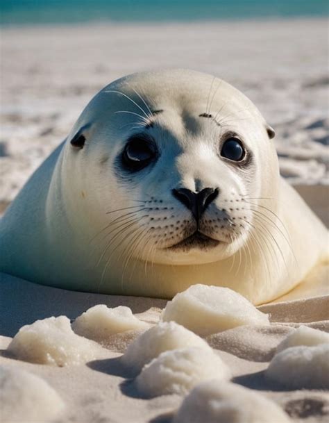 A Seal With A Black Nose And A Black Dot On Its Nose Premium AI Generated Image