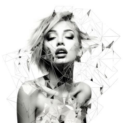 Premium Photo Geometrical Monochrome Abstract Art Beautiful Woman Covered In Triangles