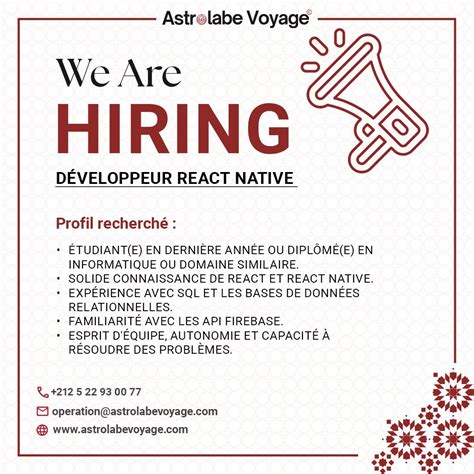 Hiring Stagepréembauche Développeur Reactnative Frontend React