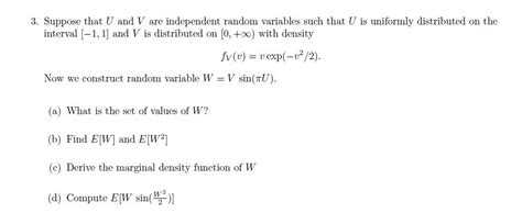 Solved Suppose That U And V Are Independent Random Variables