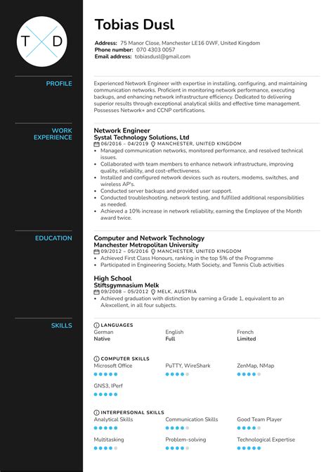 Network Engineer Resume Sample Kickresume