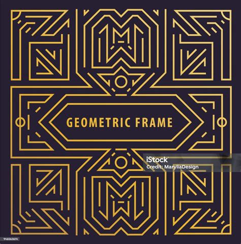 최신 유행 빈티지와 텍스트추상 골든 형상 프레임 템플릿 고급 제품 포장에 대 한 공간을 가진 모노 라인 스타일에 벡터 모노 그램 디자인 요소입니다 0명에 대한 스톡 벡터