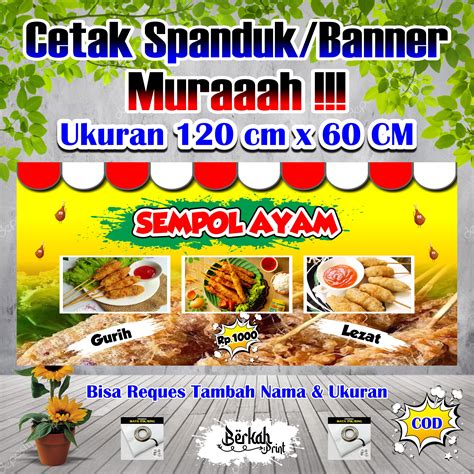 Spanduk Banner Sempol Ayam Ukuran 120 Cm X 60 Cm Lazada Indonesia