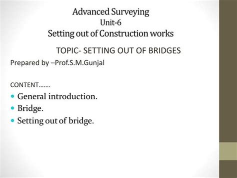 Setting Out Of Bridges Pptx Civil Engineering Industry Industries
