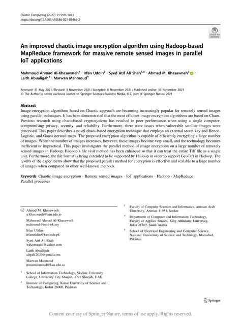 An Improved Chaotic Image Encryption Algorithm Using Hadoop Based Mapreduce Framework For