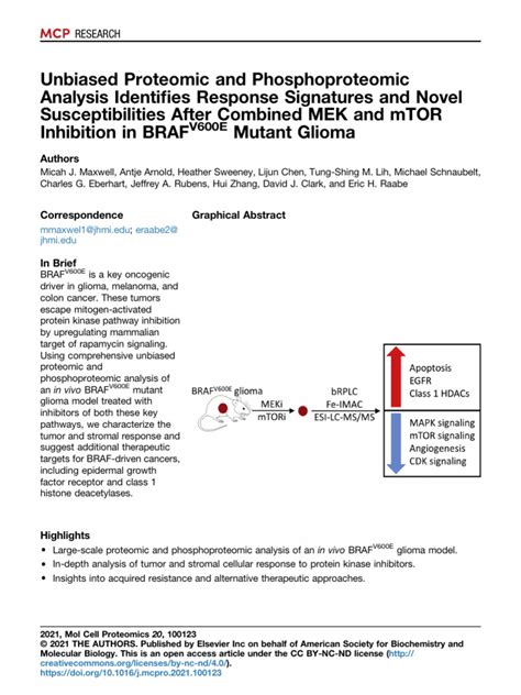 Unbiased Proteomic And Phosphoproteomic Analysis Identifies Response