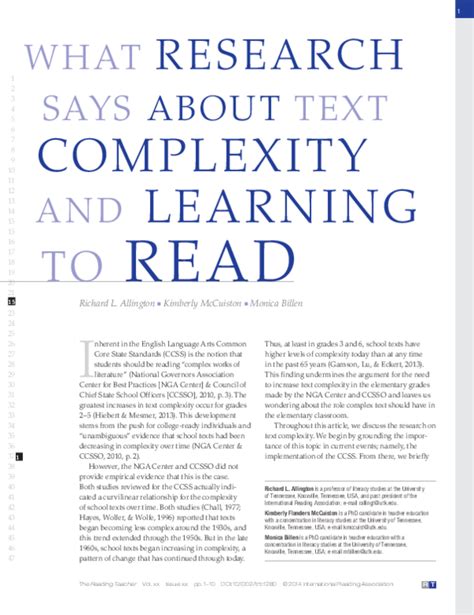 Pdf What Research Says About Text Complexity And Learning To Read