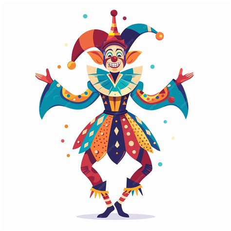 Premium Vector Colorful Jester Character Joyfully Spreading Arms