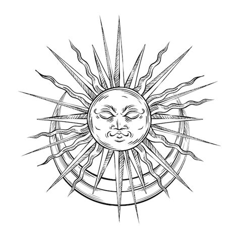Ilustra O De Desenho De Sol E Lua Vetor Premium