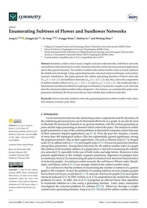 Pdf Enumerating Subtrees Of Flower And Sunflower Networks