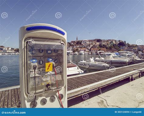 Picture Of A Power Loading Terminal For Yachts At The Port Of Vrsar In