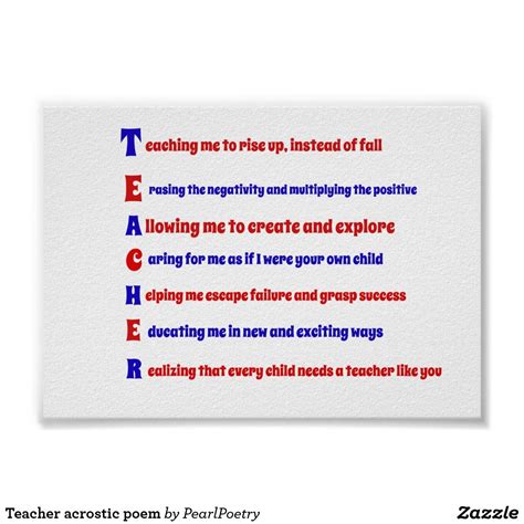 Teacher Appreciation Acrostic Poem