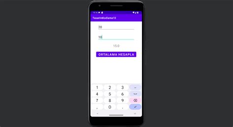 Android Ile İki Sayının Ortalamasını Hesaplayan Program Java Tasarım Kodlama