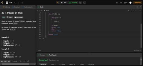 Abhinav Kumar On Linkedin Hey Everyone I Have Solved Leetcode Problem 231power Of Two Given An