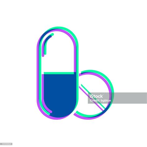 환약 의약품 흰색 배경에 두 가지 색상이 오버레이된 아이콘 항생제에 대한 스톡 벡터 아트 및 기타 이미지 항생제 수면제 3차원 형태 Istock