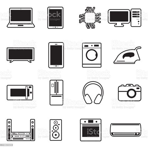 현대 기술 아이콘입니다 채우기 설계로 선 벡터 일러스트레이션 Cpu에 대한 스톡 벡터 아트 및 기타 이미지 Cpu 가정 생활 검은색 Istock