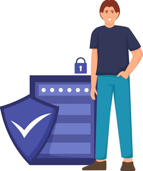 Digital Data Protection Illustration With Cyber Security Cartoon Character Cloud Computing