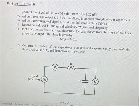 Solved Part Two RC Circuit 1 Connect The Circuit Of Figure Chegg Com