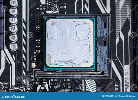 AMD CPU With Thermal Paste In A AM CPU Socket On A Computer Motherboard Editorial Photo