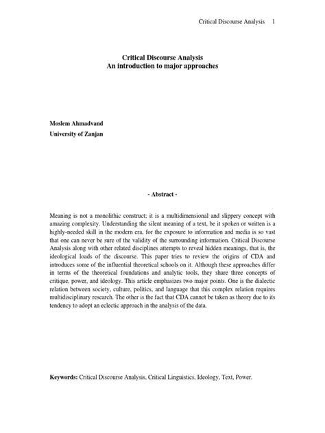 critical discourse analysis pdf discourse linguistics