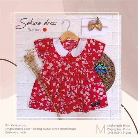 Jual Nona Emma Sakura Dress Langan Pendek Polos Shopee Indonesia