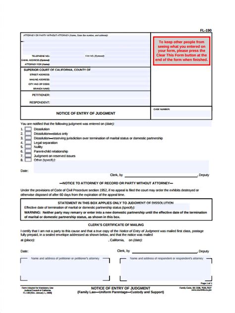 Free 5 Notice Of Entry Forms In Pdf Ms Word