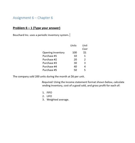Solved Assignment 6 Chapter 6 Problem 6 1 Type Your