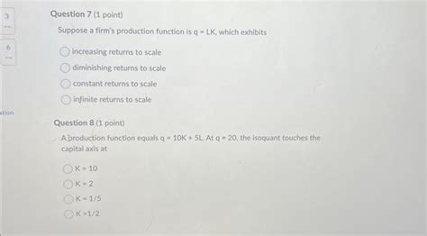 Solved Suppose A Firms Production Function Is Q Lk Which