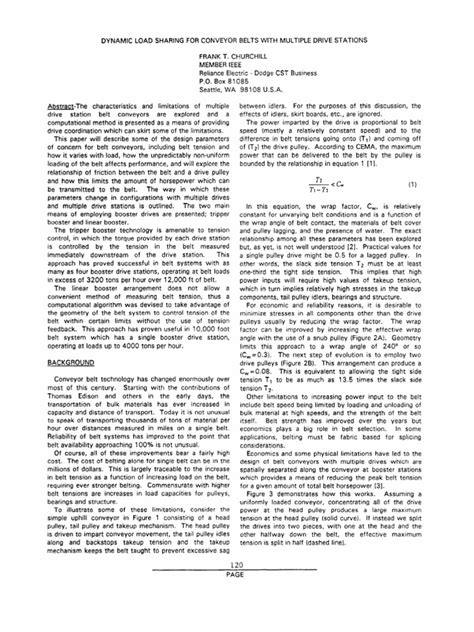 Dynamic Load Sharing For Conveyor Belts With Multiple Drive Stat Download Free Pdf Belt