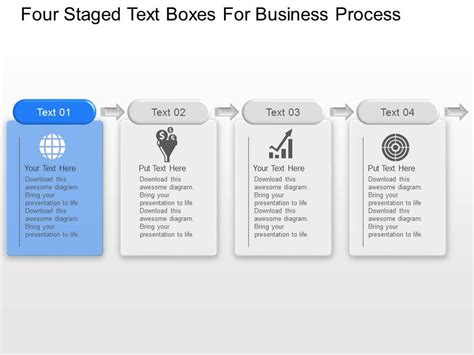 Four Staged Text Boxes For Business Process Powerpoint Template Slide PowerPoint Presentation