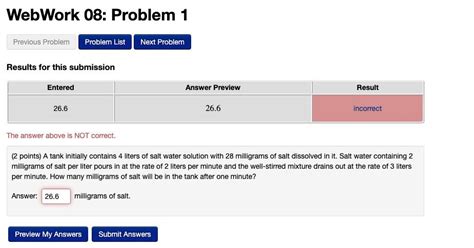 Solved Webwork 08 Problem 1 Previous Problem Problem List