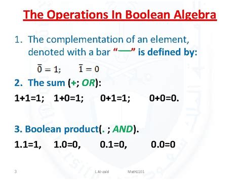 Boolean Algebra 1 L Alzaid Math 1101 Boolean