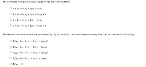 Solved 1 Multiple Regression Model And The Least Squares