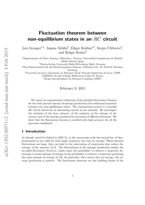 Pdf Fluctuation Theorem Between Non Equilibrium States In An Rc Circuit