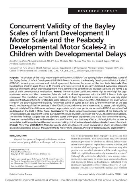 Concurrent Validity Of The Bayley Scales Of Infant Development Ii