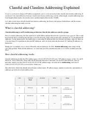 Understanding Classful And Classless Addressing In IP Networks Course Hero
