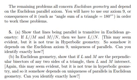 Solved The Remaining Problems All Concern Euclidean Geometry Chegg