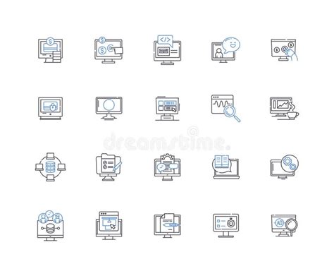 computer graphics line icons collection rendering shading animation