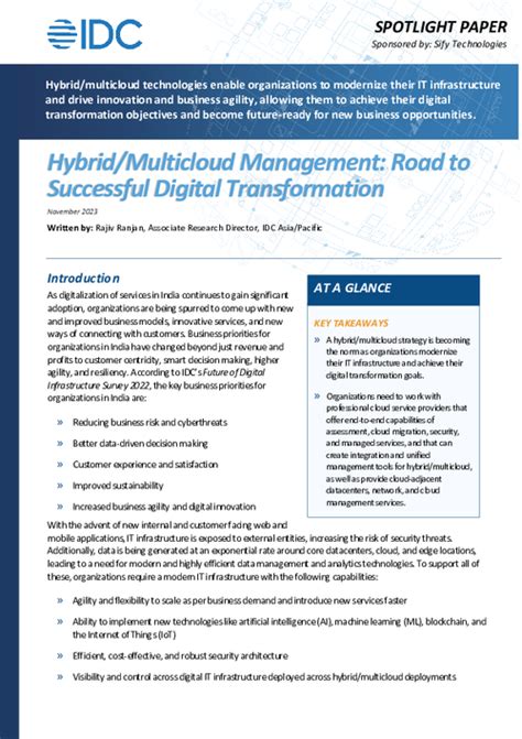 Idc Spotlight Paper I Hybridmulticloud Management Road To Successful Digital Transformation