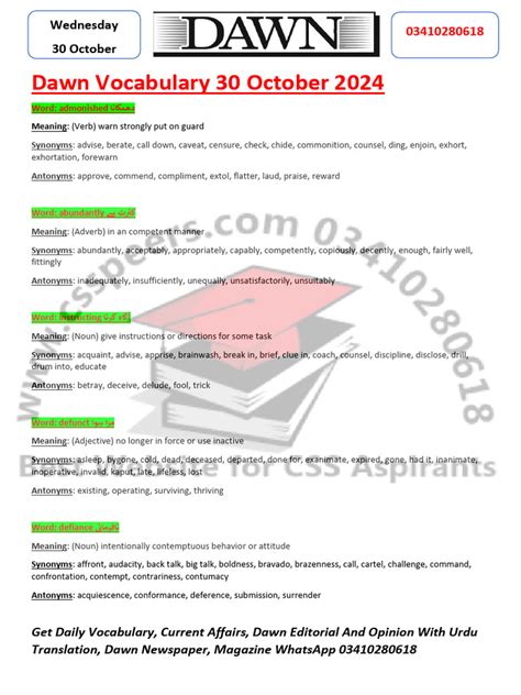 Oct 30 Dawn Vocabulary Pdf Lexical Semantics Languages