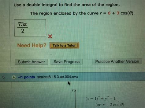 solved use a double integral to find the area of the region