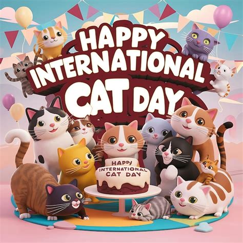 Ilustración Del Feliz Día Internacional Del Gato Foto Premium