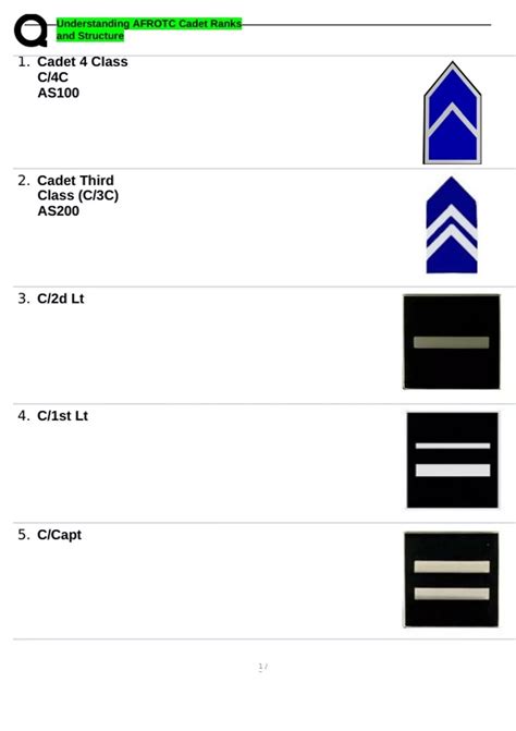 Understanding Afrotc Cadet Ranks And Structure Afrotc Stuvia Us