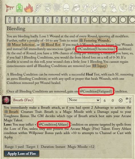 Condition Links Not Shown In Character Sheets · Issue 1239 · Moo Manwfrp4e Foundryvtt · Github