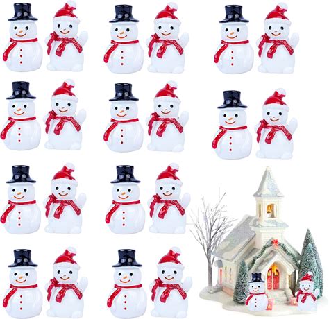 Ychrlso 24pcs Mini Snowman Figurines Small Snowman