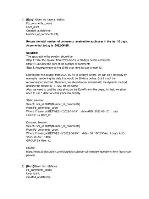 Sql Faang Questionnaire Pdf Software Engineering Data Management